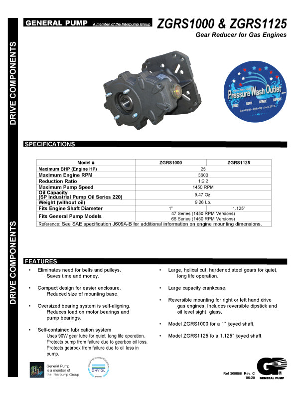 GEAR REDUCERS by GENERAL PUMP – North American Pressure Wash Outlet